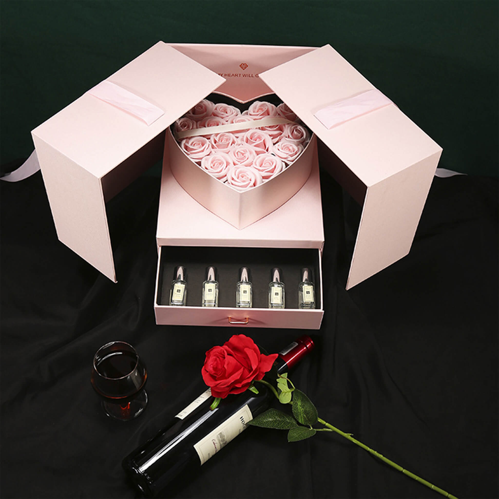 Birthday Double Heart shaped Drawer Gift Rose Flower Box – Fantak Packaging