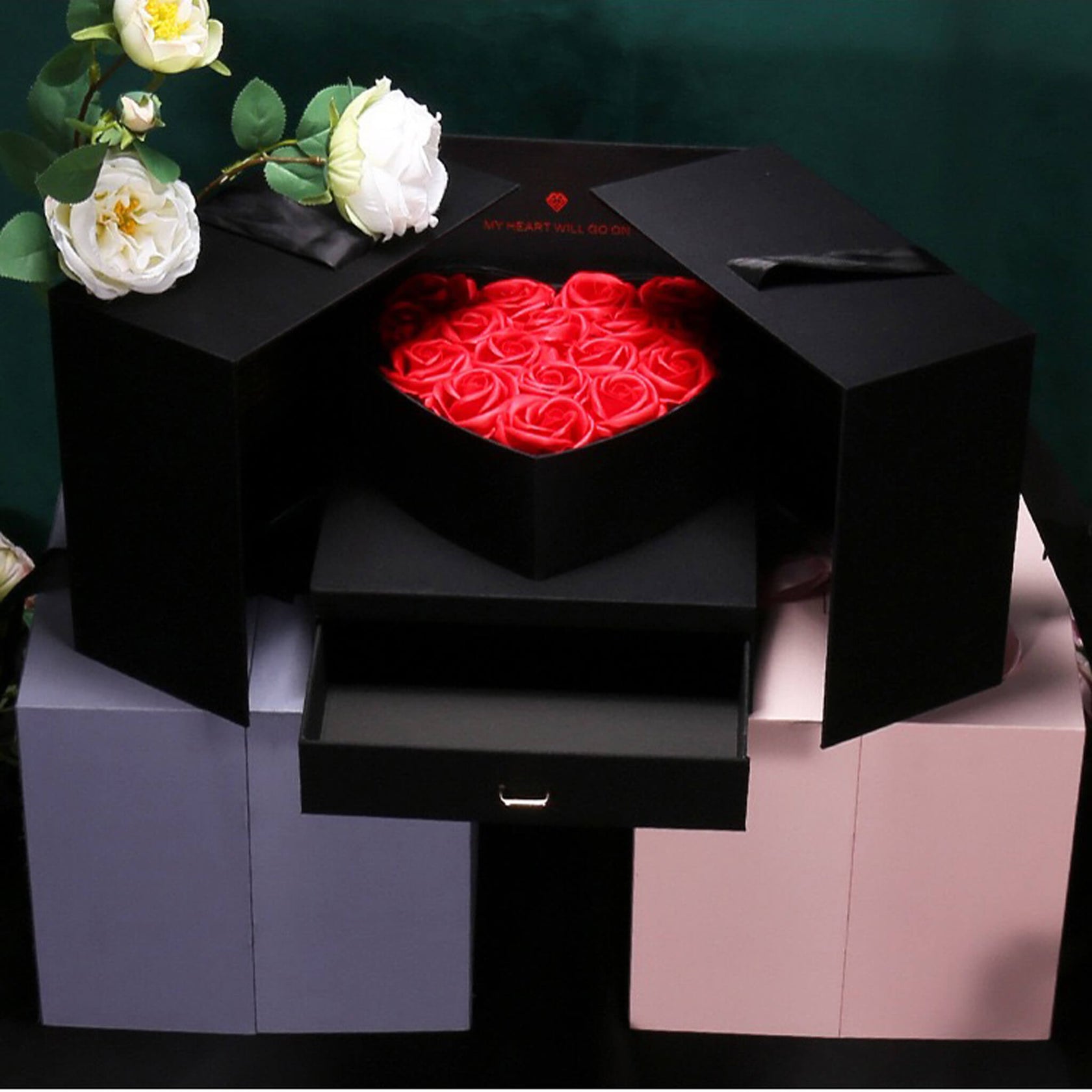Birthday Double Heart shaped Drawer Gift Rose Flower Box – Fantak Packaging