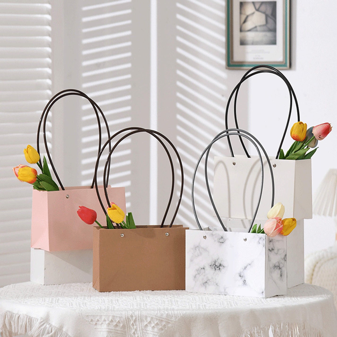 Waterproof Kraft Flower Bags with Handles - Fantakpackaging.com ...